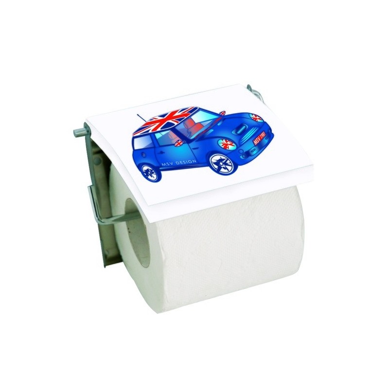 Porte Rouleau Papier Wc Mural MDF & Inox Voiture Bleu MSV