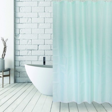 Polyester Shower curtain WAVE 180x200cm PREMIUM QUALITY Pastel Green Rings included MSV