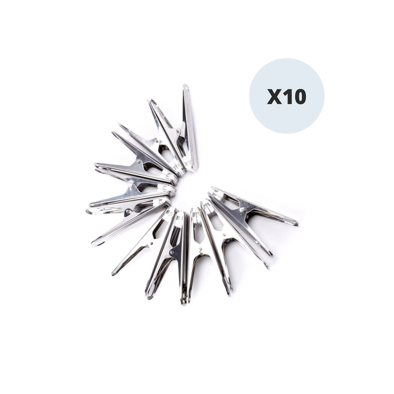 Juego de 10 pinzas para ropa de acero inoxidable MSV