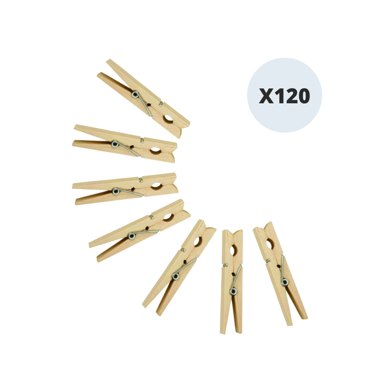 Lot de 120 pinces à linge en bois géantes MSV Lot de 120 pinces à linge en bois géantes MSV