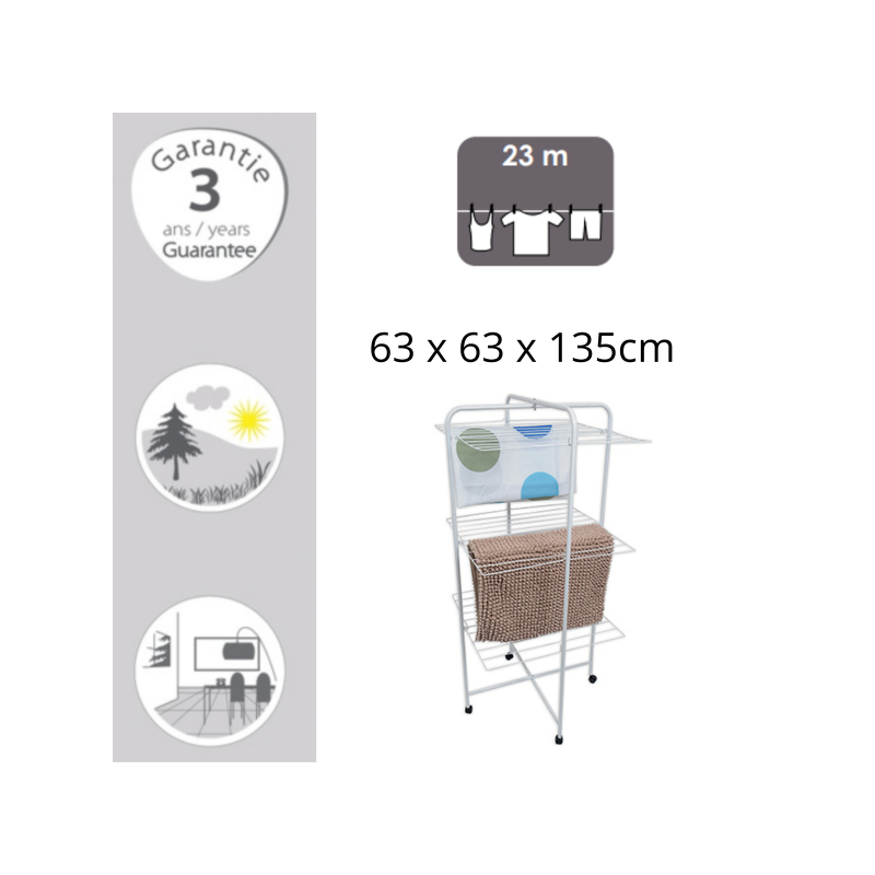 Drying Rack Tower 3 Levels 23M White Steel MSV