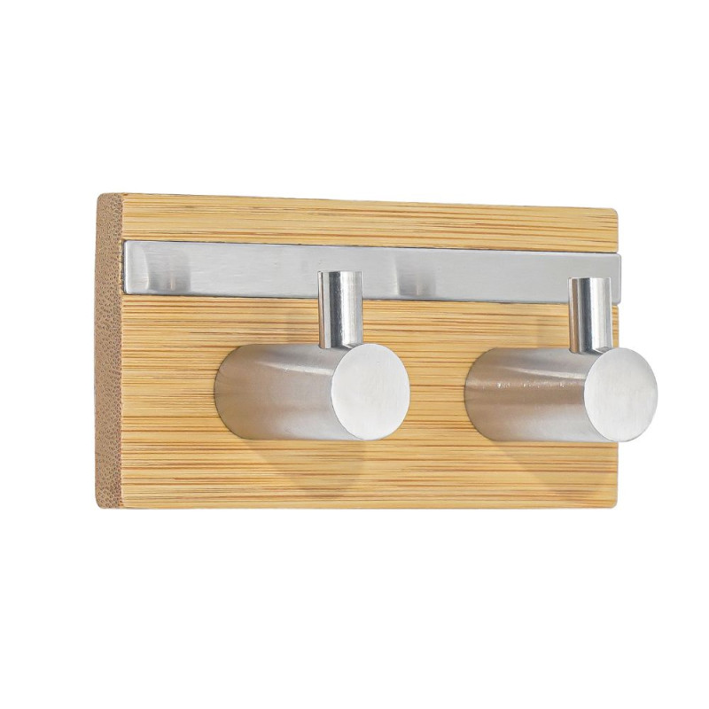 Double crochet mural FLAVIO bambou & acier MSV